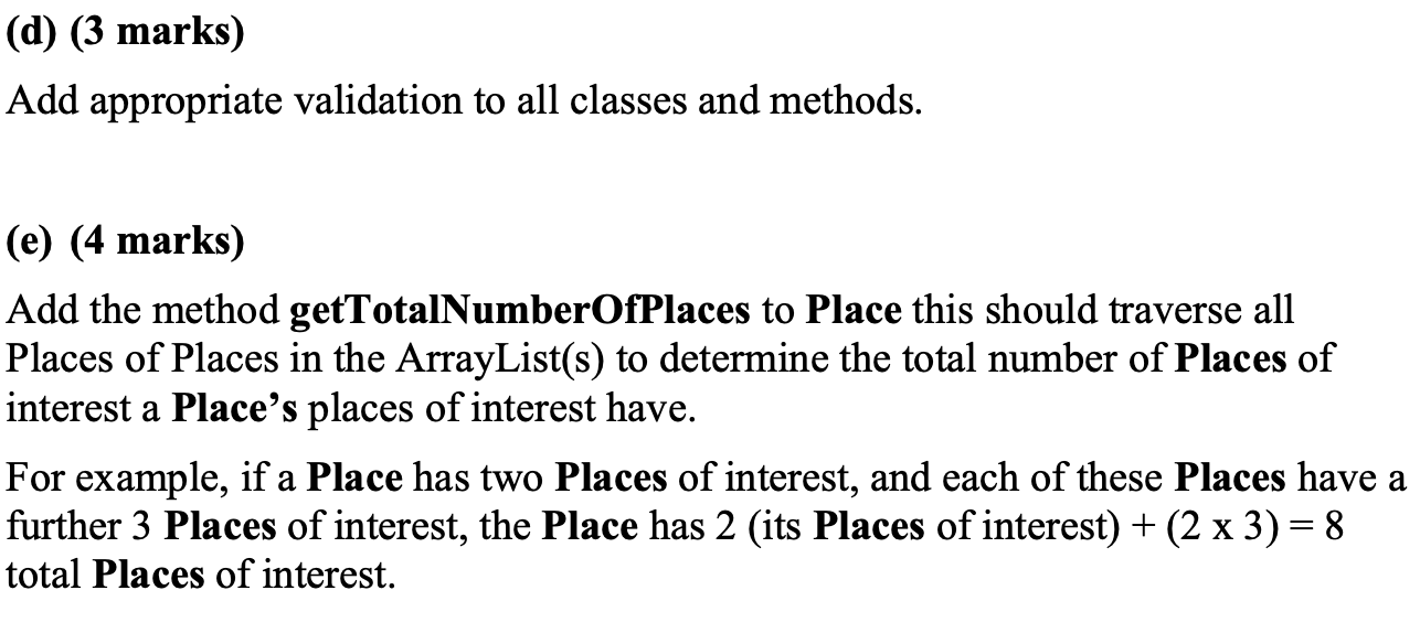 Solved (a) (3 marks) Create a superclass Place which has 3 | Chegg.com