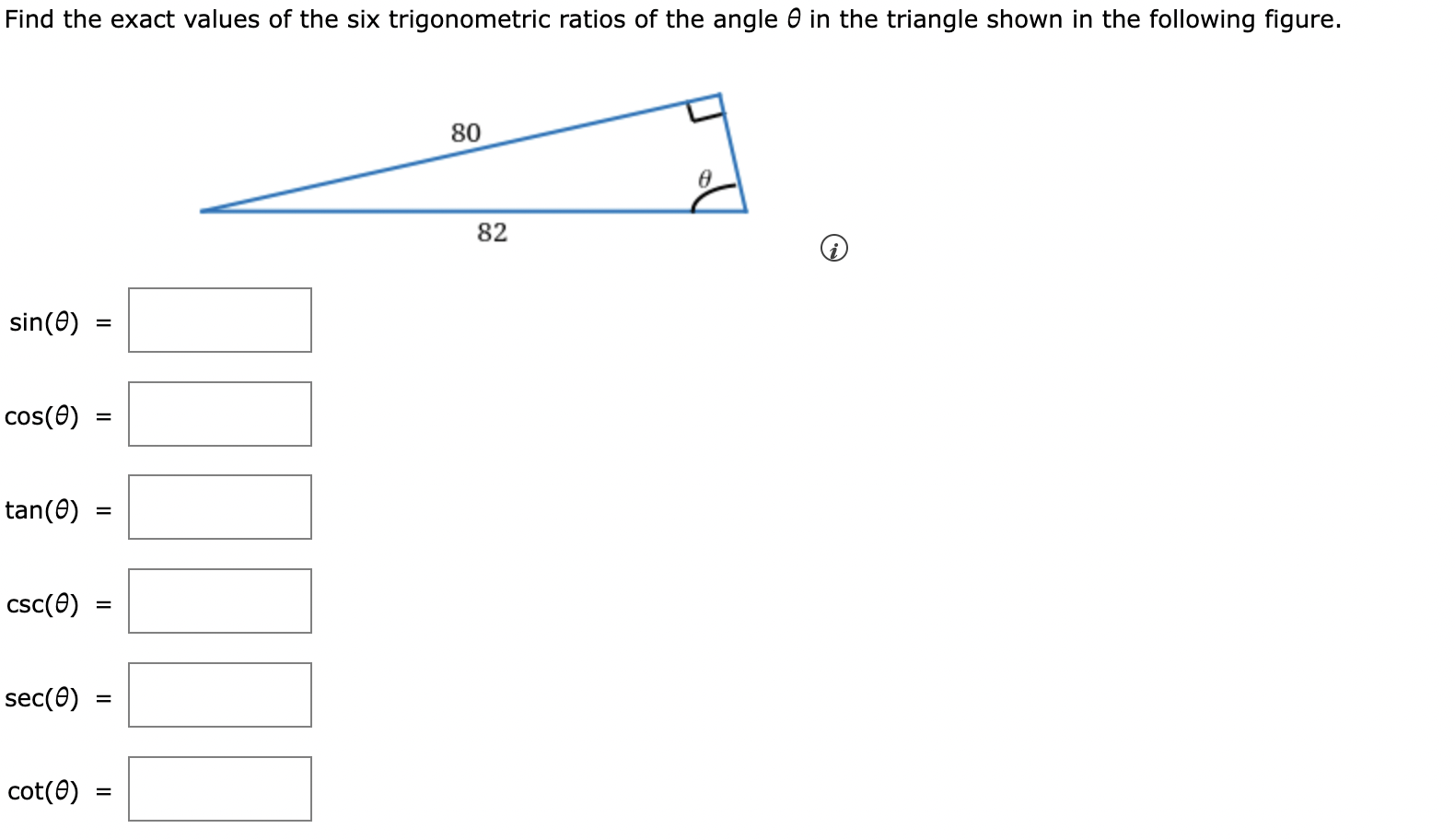 Solved Find the exact values of the six trigonometric ratios | Chegg.com