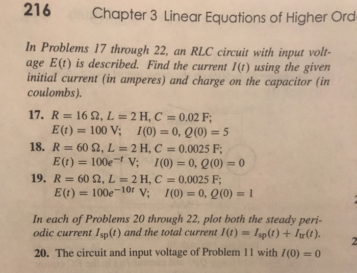 Solved 216 Chapter 3 Linear Equations of Higher Ord In | Chegg.com