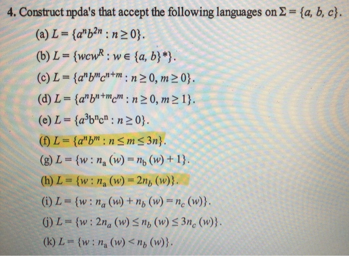 Solved 4. Construct npda's that accept the following | Chegg.com
