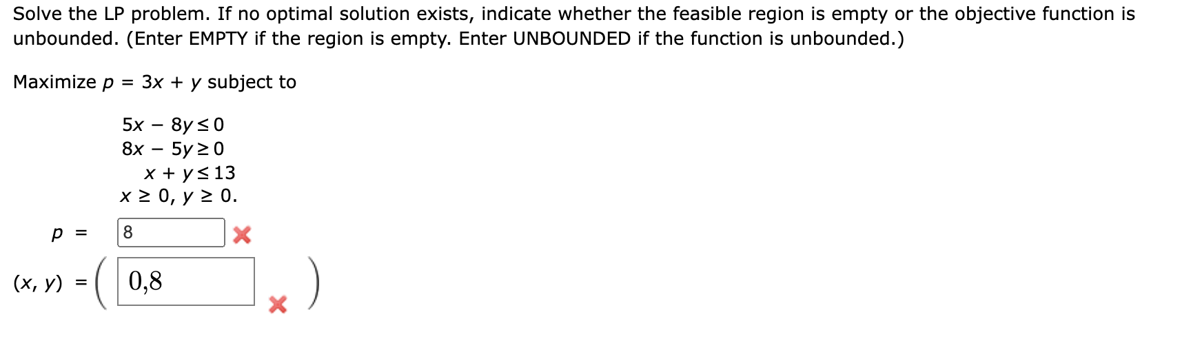 Solved Solve the LP problem. If no optimal solution exists, | Chegg.com