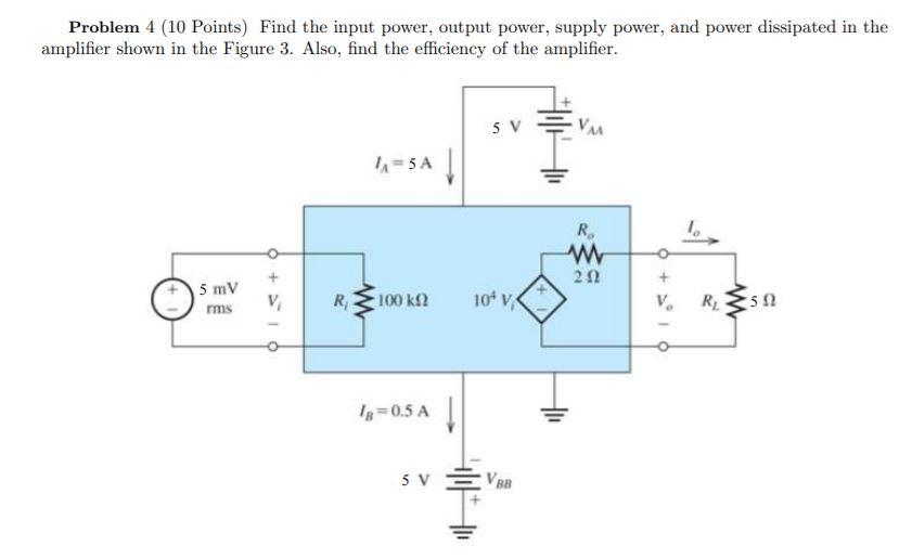 Solved Problem 4 (10 Points) Find the input power, output | Chegg.com