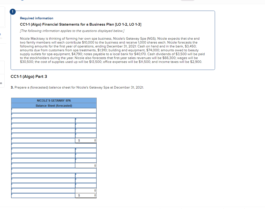Solved Required information CC1-1 (Algo) Financial | Chegg.com