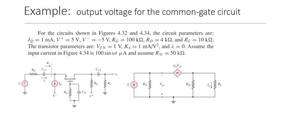 Solved Example: output voltage for the common-gate circuit | Chegg.com