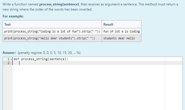 Solved Write a function named process_string(sentence), that | Chegg.com