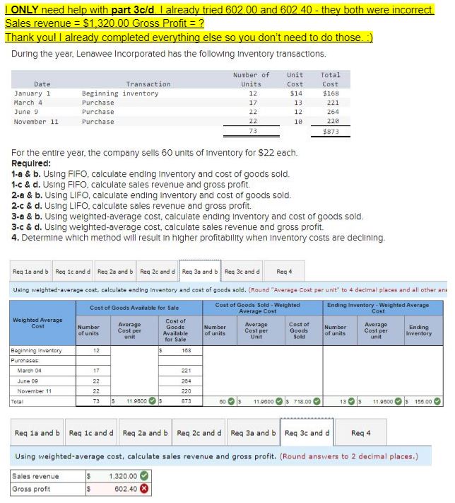 Solved I ONLY need help with part 3c/d. ﻿I already tried | Chegg.com