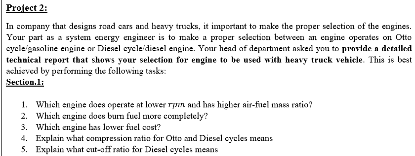 Solved Project 2: In company that designs road cars and | Chegg.com