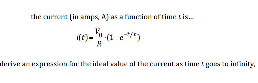 Solved the current (in amps, A) as a function of time t | Chegg.com
