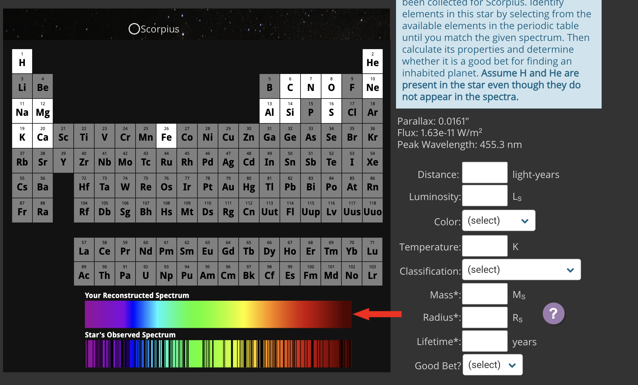 elements in this star by selecting from the available | Chegg.com