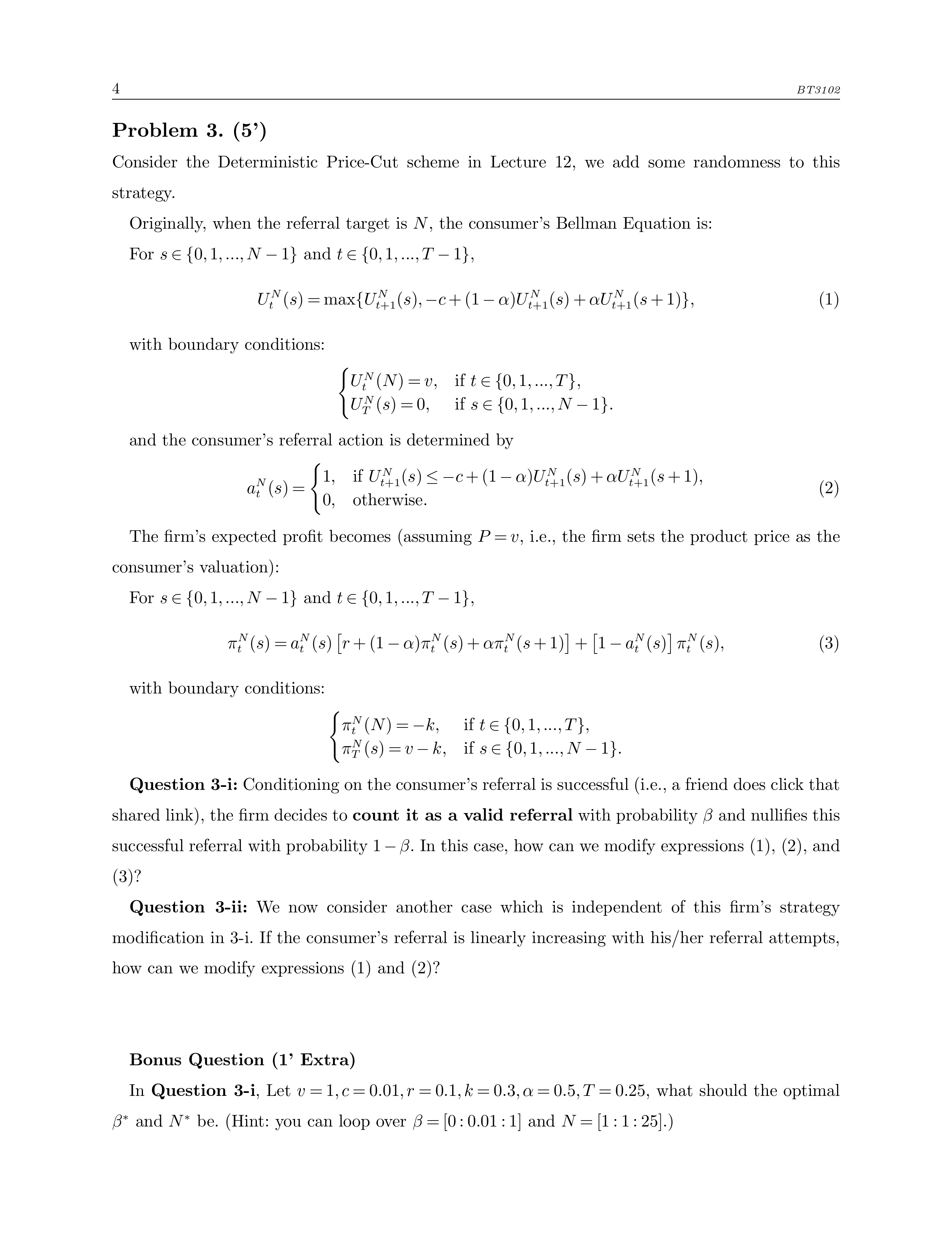 Solved Problem 3. (5') Consider the Deterministic Price-Cut | Chegg.com