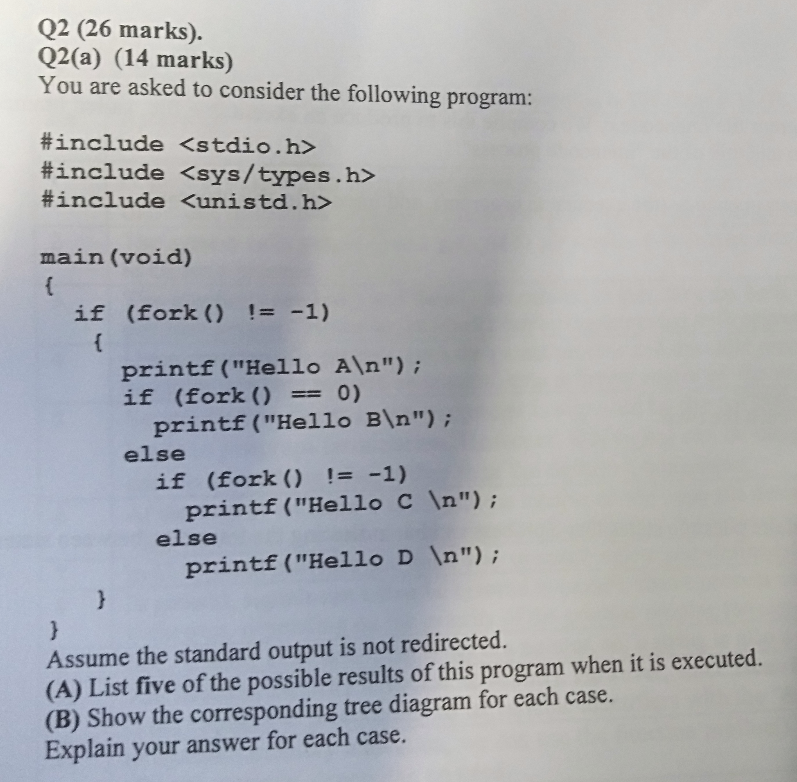 Solved Computer science question about fork() function. | Chegg.com
