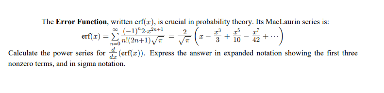 Solved The Error Function, written erf(x), is crucial in | Chegg.com