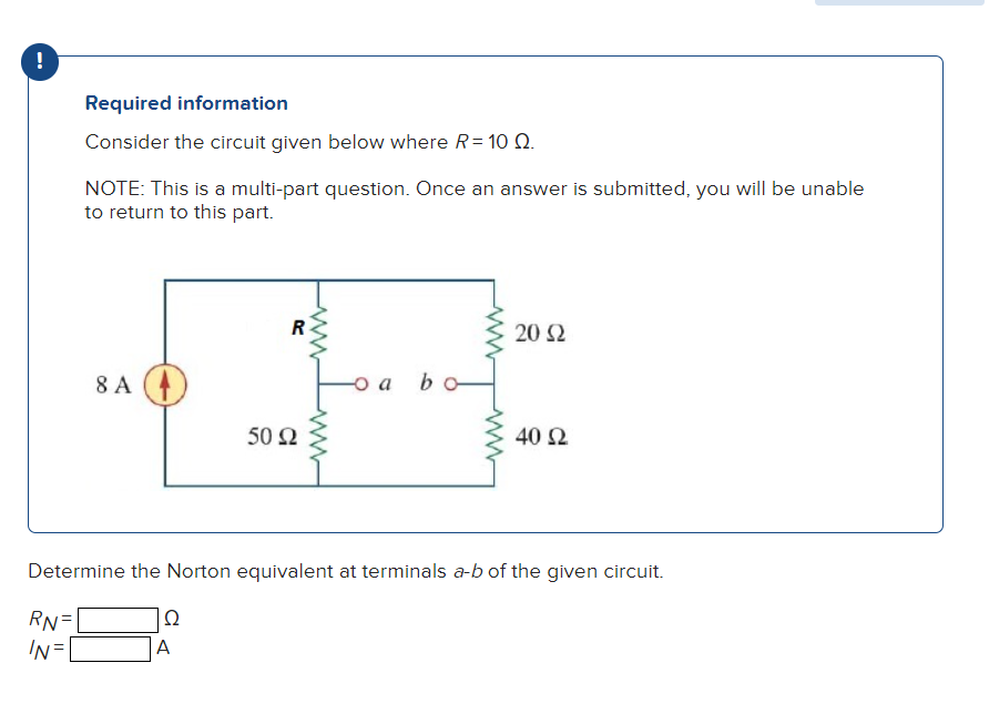 Solved Required information Consider the circuit given below | Chegg.com