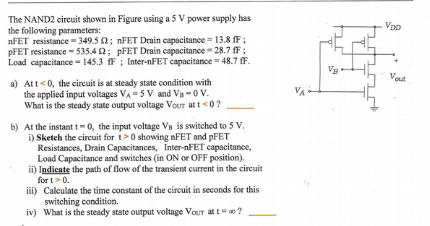 Solved The NAND2 circuit shown in Figure using a 5 V power | Chegg.com