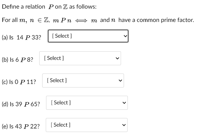 Solved Define a relation Pon Z as follows: For all m, n e Z, | Chegg.com