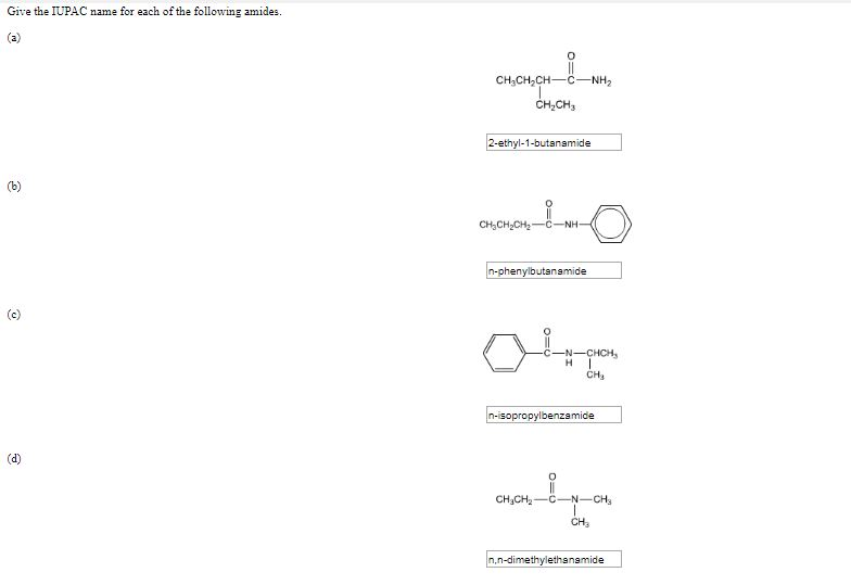 Solved Give the IUPAC name for each of the following amides | Chegg.com