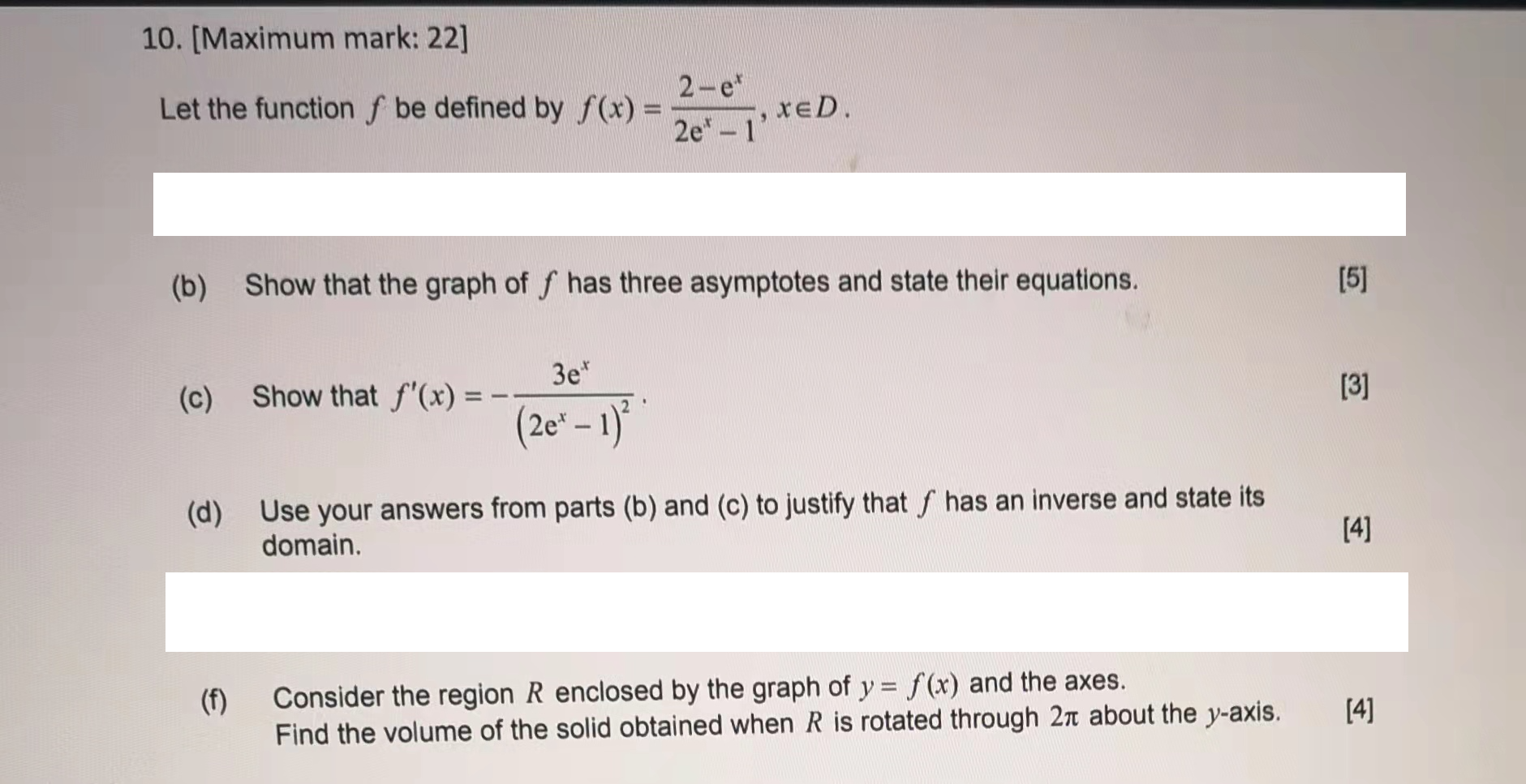 Solved 10. [Maximum mark:22] 2-e Let the function f be | Chegg.com