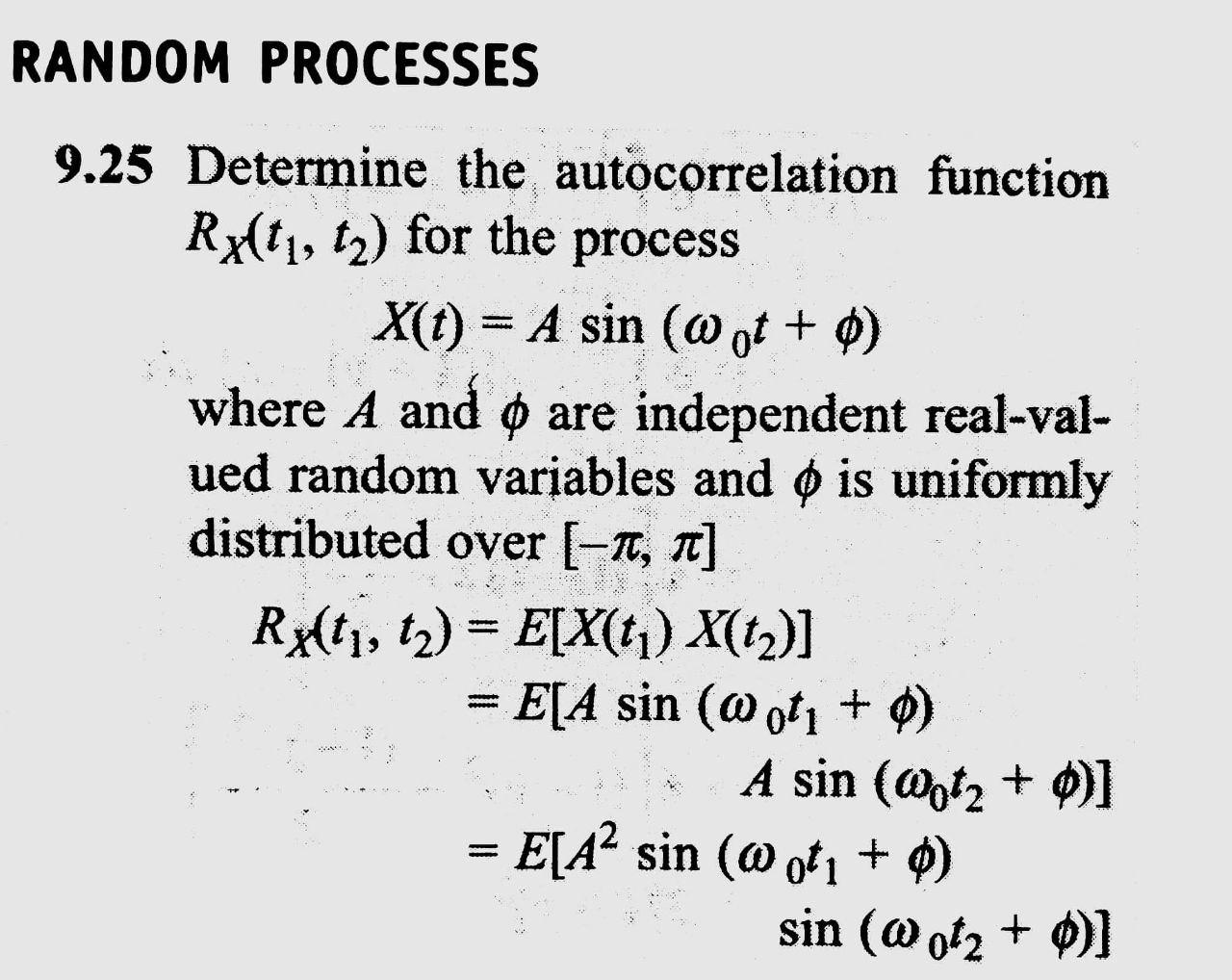 Solved RANDOM PROCESSES 9.25 Determine the autocorrelation | Chegg.com
