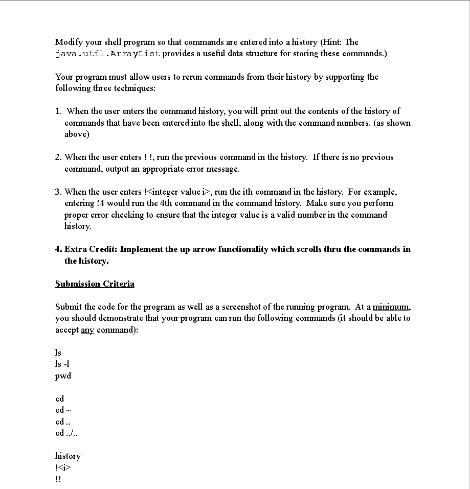 Solved Creating a Shell Interface Using Java This project | Chegg.com