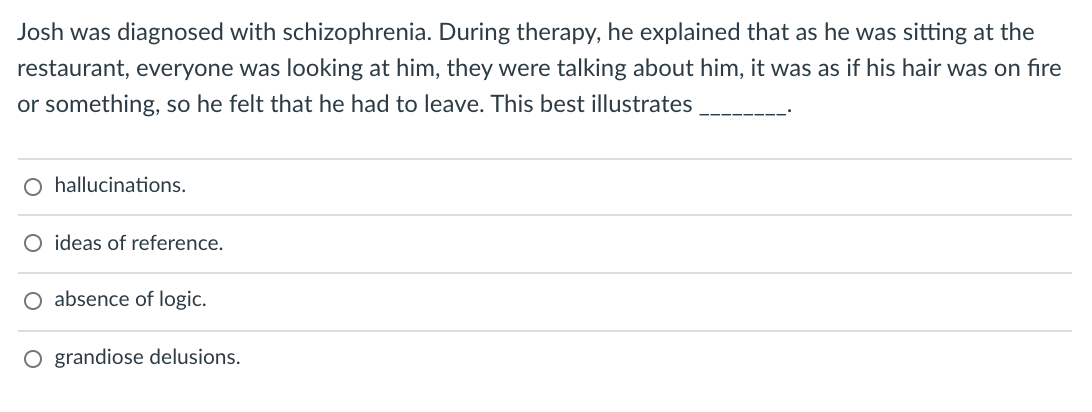 Solved Which is a persecutory type of psychotic delusion? O | Chegg.com