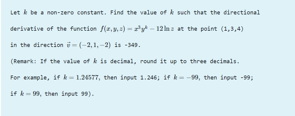 Solved Let k be a non-zero constant. Find the value of k | Chegg.com