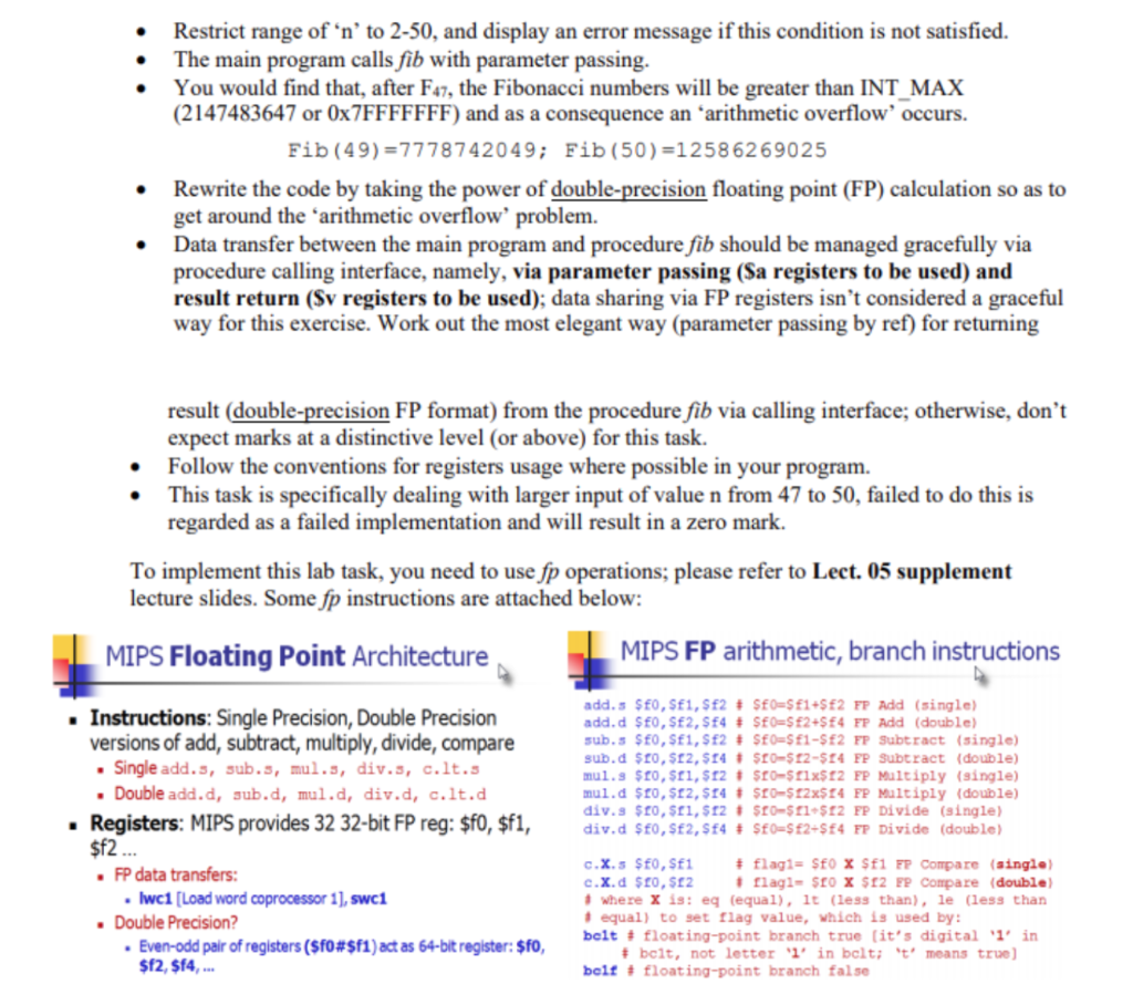 Solved TASK SUMMARY: Write a MIPS program which consist of | Chegg.com