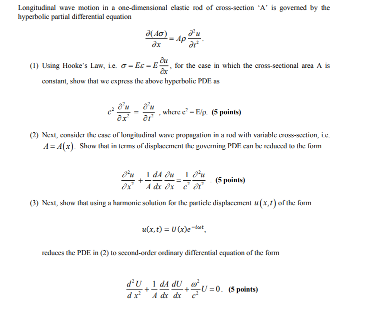 Solved Longitudinal wave motion in a one-dimensional elastic | Chegg.com
