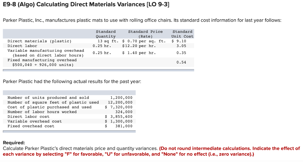 Solved Direct Material Price Variance $ 840,000 F Direct | Chegg.com