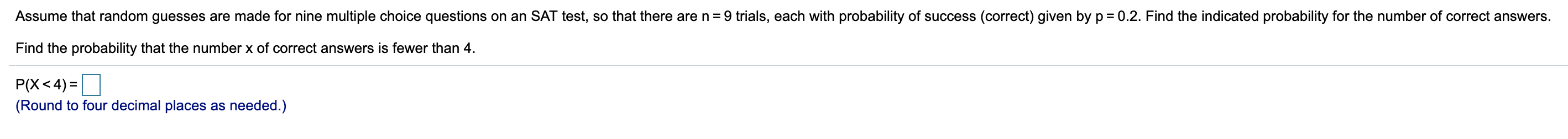 Solved Assume that random guesses are made for nine multiple | Chegg.com