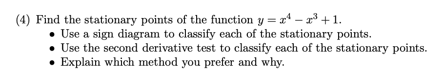 Solved (4) Find the stationary points of the function | Chegg.com