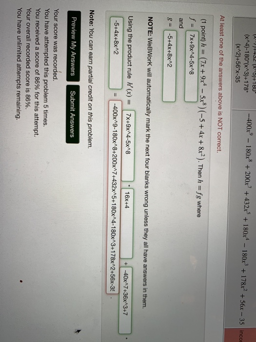 Solved -400x9-180x8 +200x7 +432x5 + 180x4-180x3 + 178x2 | Chegg.com