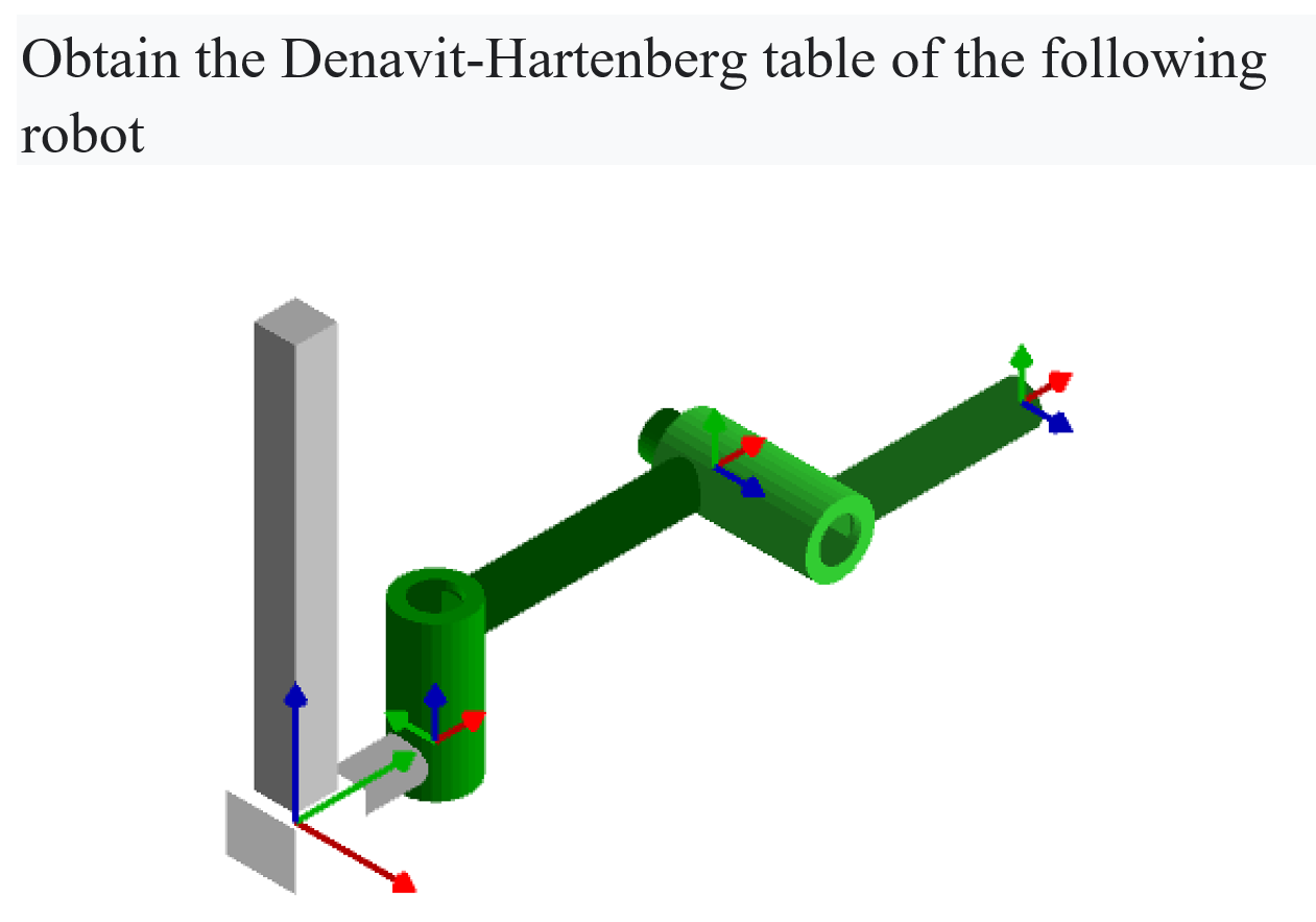 Solved Obtain the Denavit-Hartenberg table of the following | Chegg.com