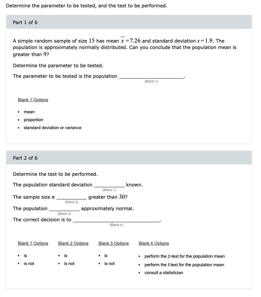 Solved Determine the parameter to be tested, and the test to | Chegg.com