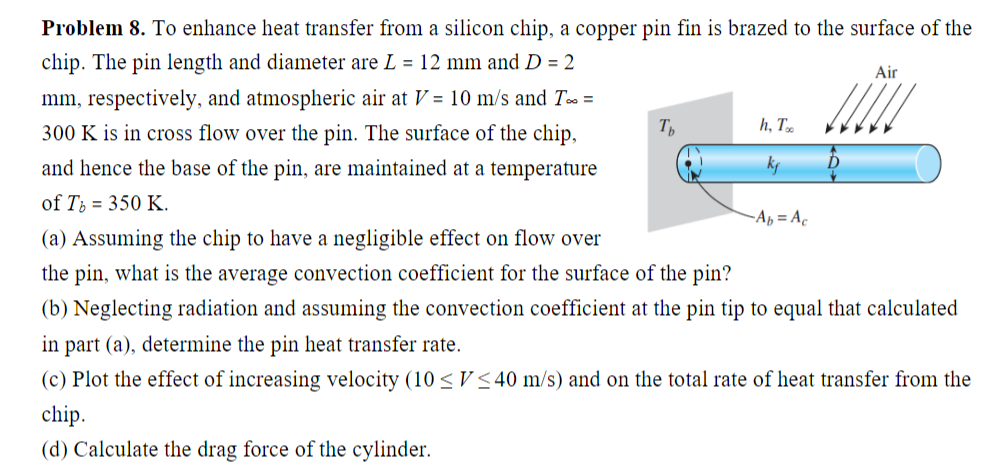 Solved Problem 8. To enhance heat transfer from a silicon | Chegg.com