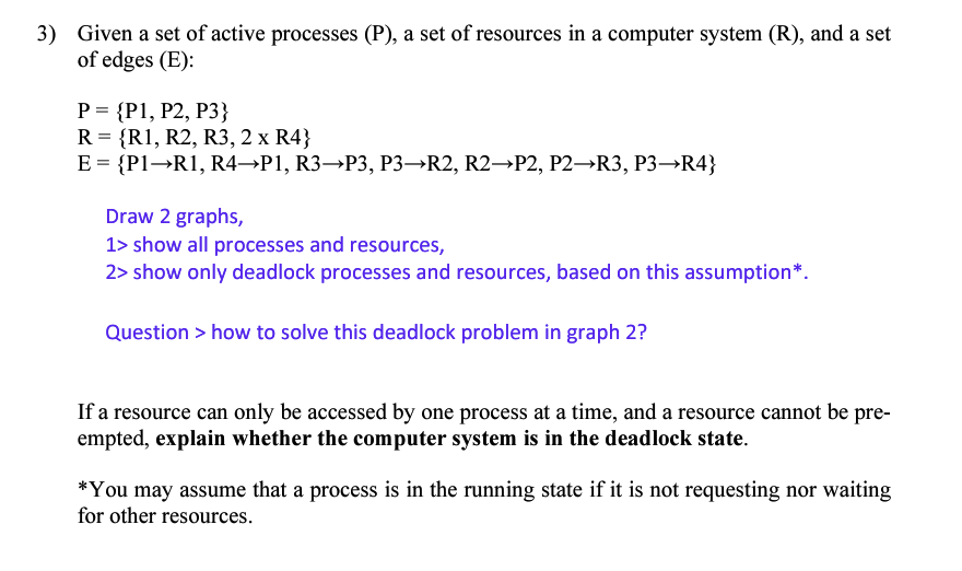 Solved 3) Given a set of active processes (P), a set of | Chegg.com