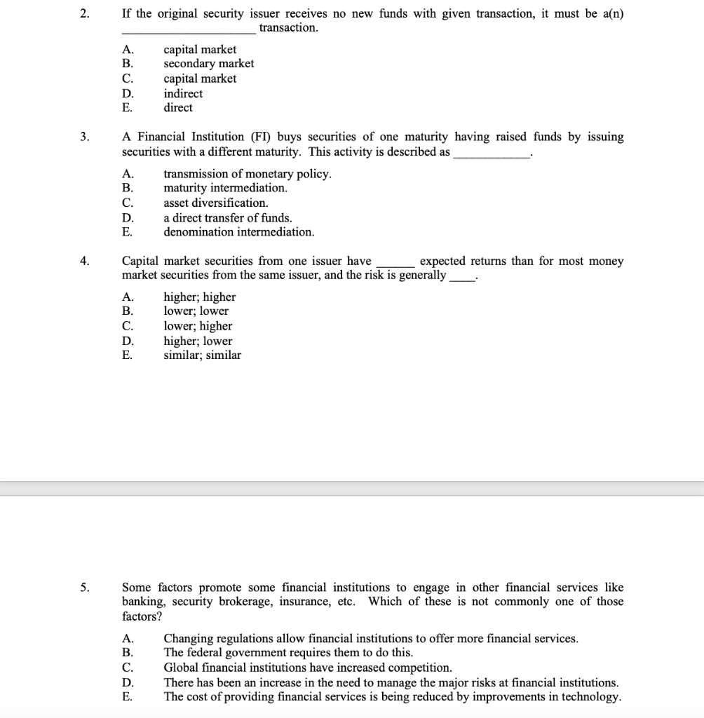 Solved 2. If the original security issuer receives no new | Chegg.com
