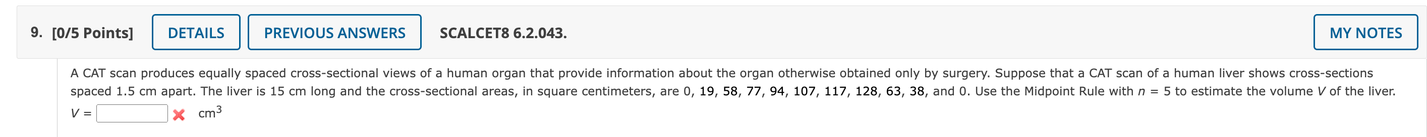 Solved V=×cm3 | Chegg.com