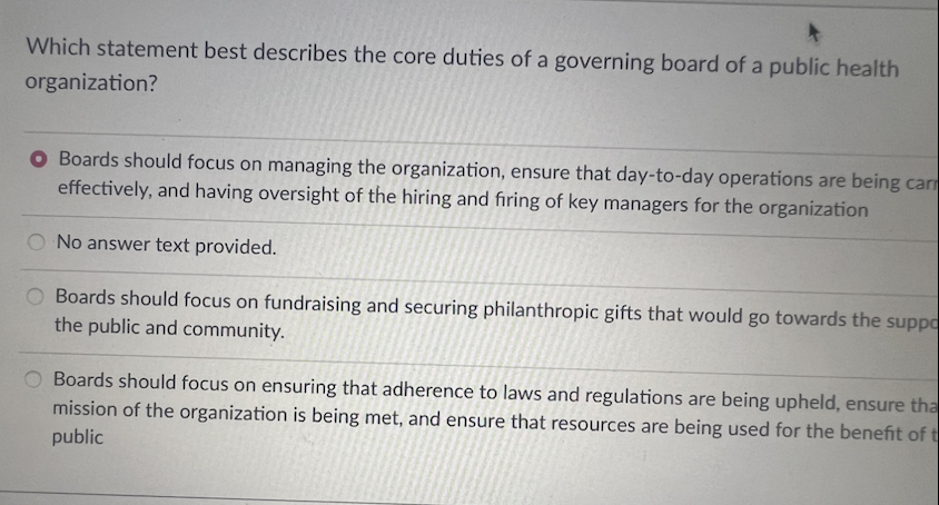 Solved Which statement best describes the core duties of a | Chegg.com