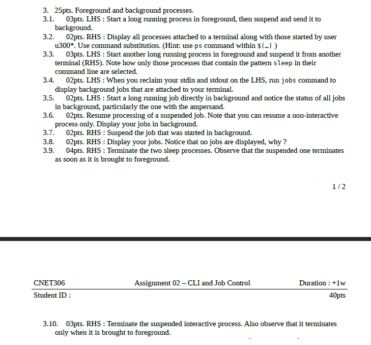 Solved 3. 25pts. Foreground and background processes. 3.1. | Chegg.com