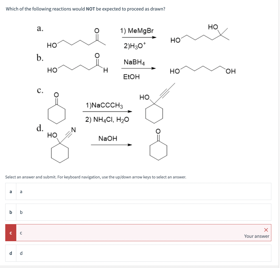 Solved Which of the following reactions would NOT be | Chegg.com