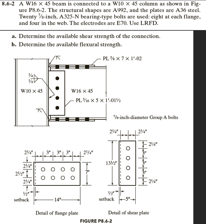 Solved .6-2 A W16 ×45 beam is connected to a W10 ×45 column | Chegg.com
