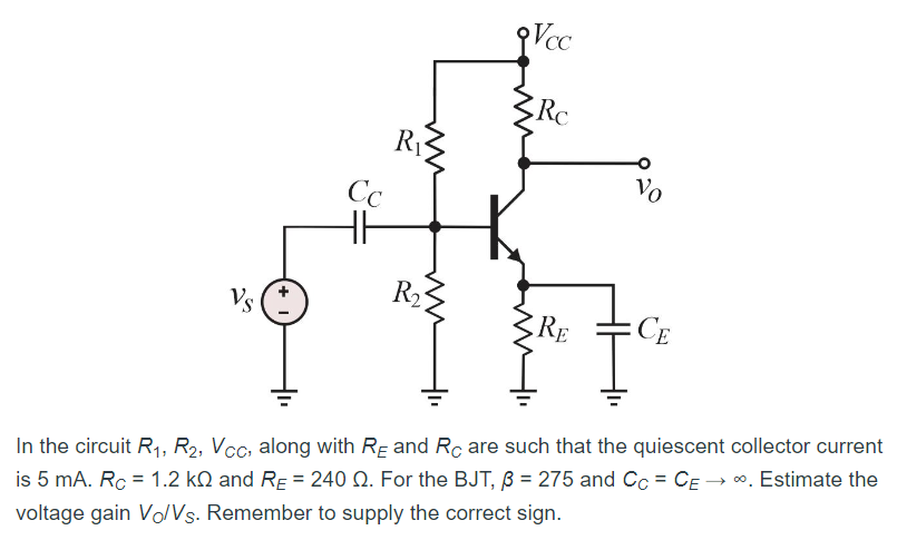 Solved In the circuit R1,R2,VCC, along with RE and RC are | Chegg.com