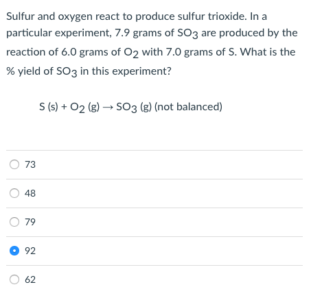 Solved Sulfur and oxygen react to produce sulfur trioxide. | Chegg.com