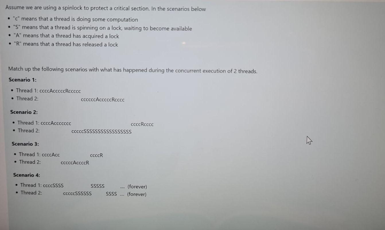 Solved Assume we are using a spinlock to protect a critical | Chegg.com