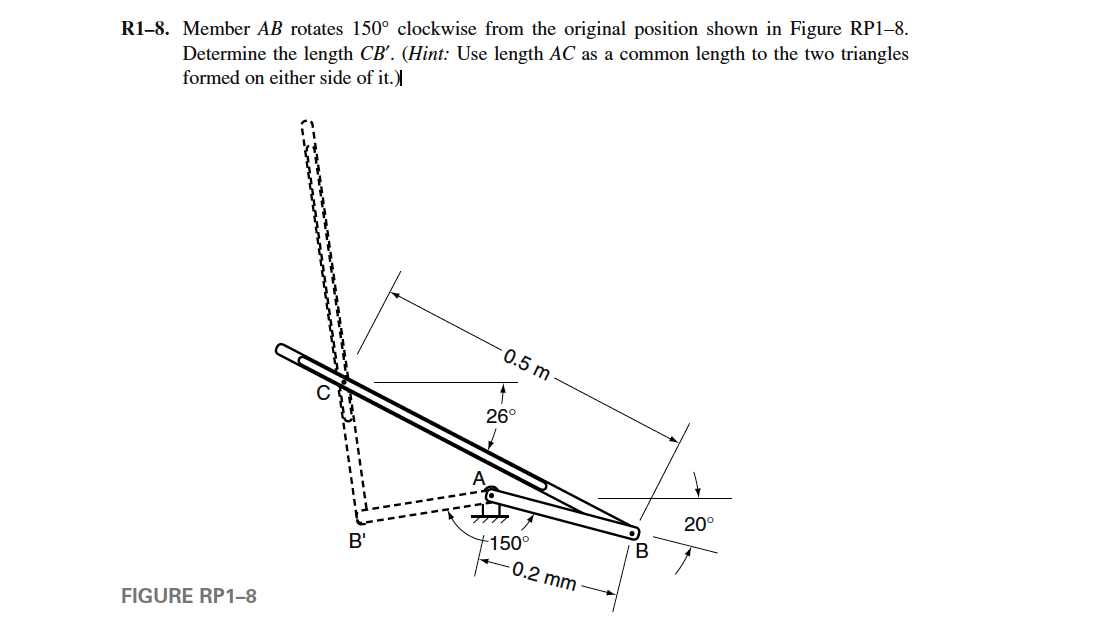 Solved R1–8. Member AB rotates 150 clockwise from the | Chegg.com