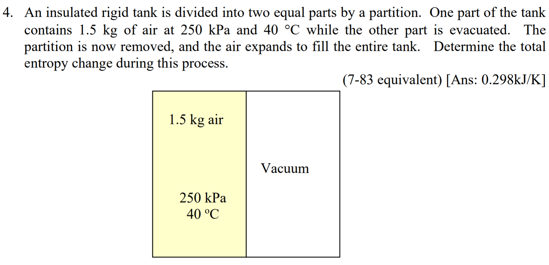 Solved 4. An insulated rigid tank is divided into two equal | Chegg.com