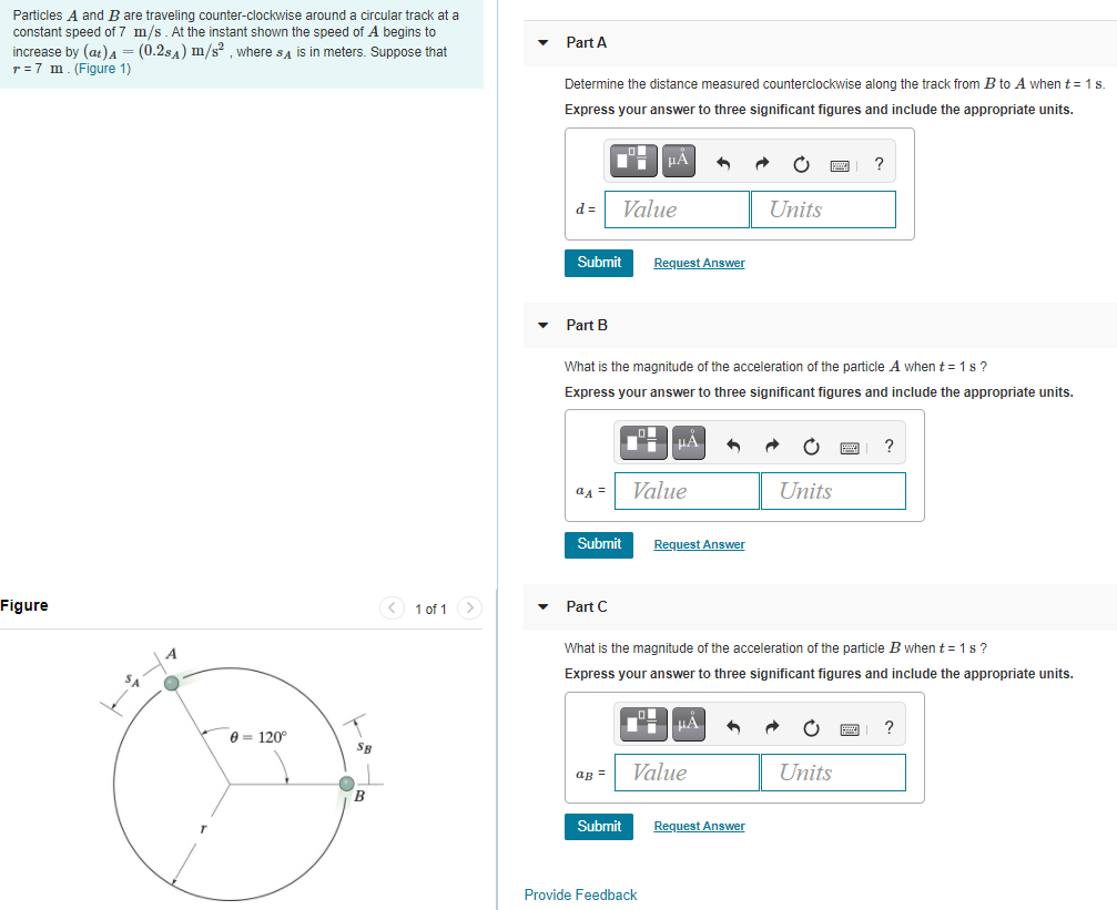 Solved Particles A and B are traveling counter-clockwise | Chegg.com