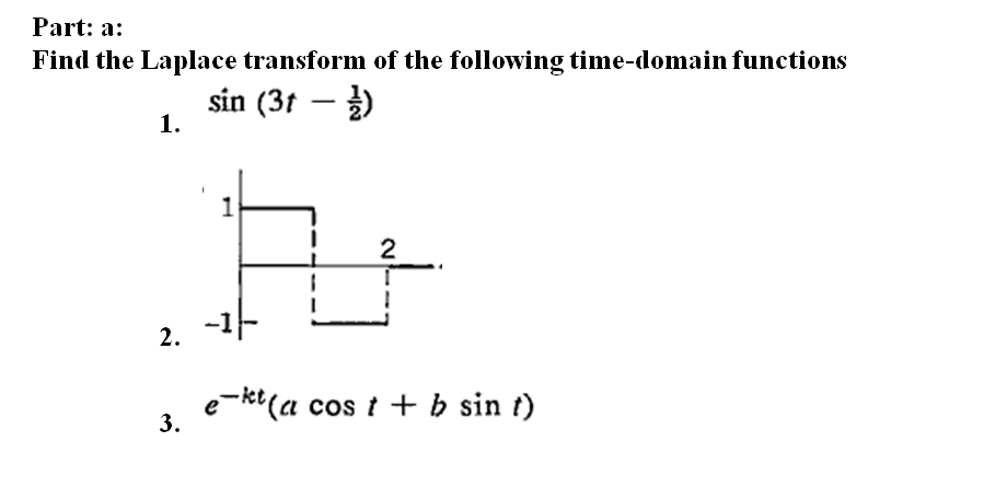Solved Part: a: Find the Laplace transform of the following | Chegg.com