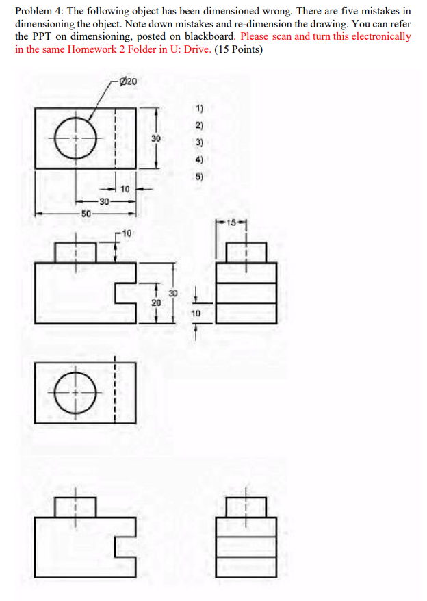 Solved Problem 4: The following object has been dimensioned | Chegg.com