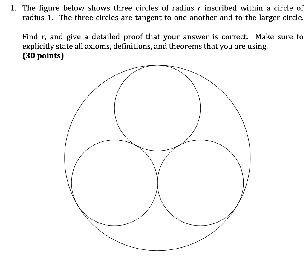 Solved 1. The figure below shows three circles of radius r | Chegg.com